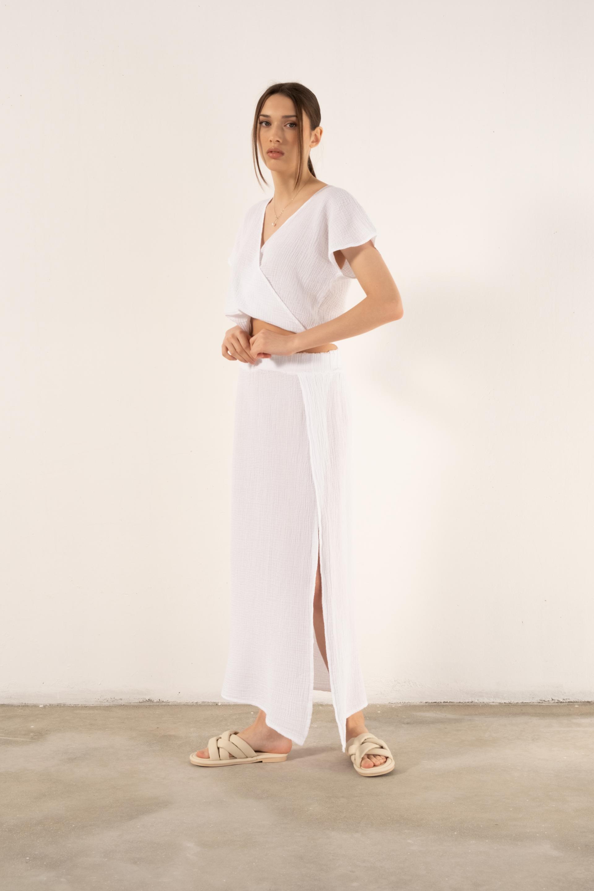 Müslin Yırtmaçlı Uzun Etek | Beli Lastikli & Hafif| İpekçi Otantik